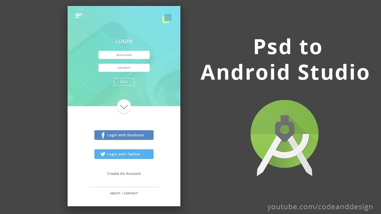 Login App - Photoshop to Android Studio XML Tutorial || Code and Design