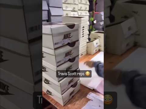 Behind the scenes footage of a factory that makes fake sneakers #reps #fakes #travisscottjordan1