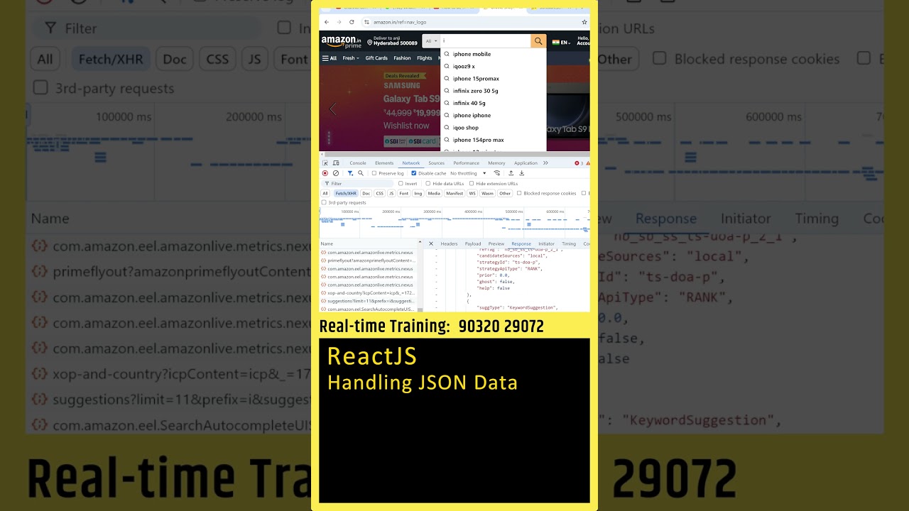 ReactJS Tutorial: Handling JSON Data, Web Development, Frontend, ReactJS in Telugu, Frontend #shorts
