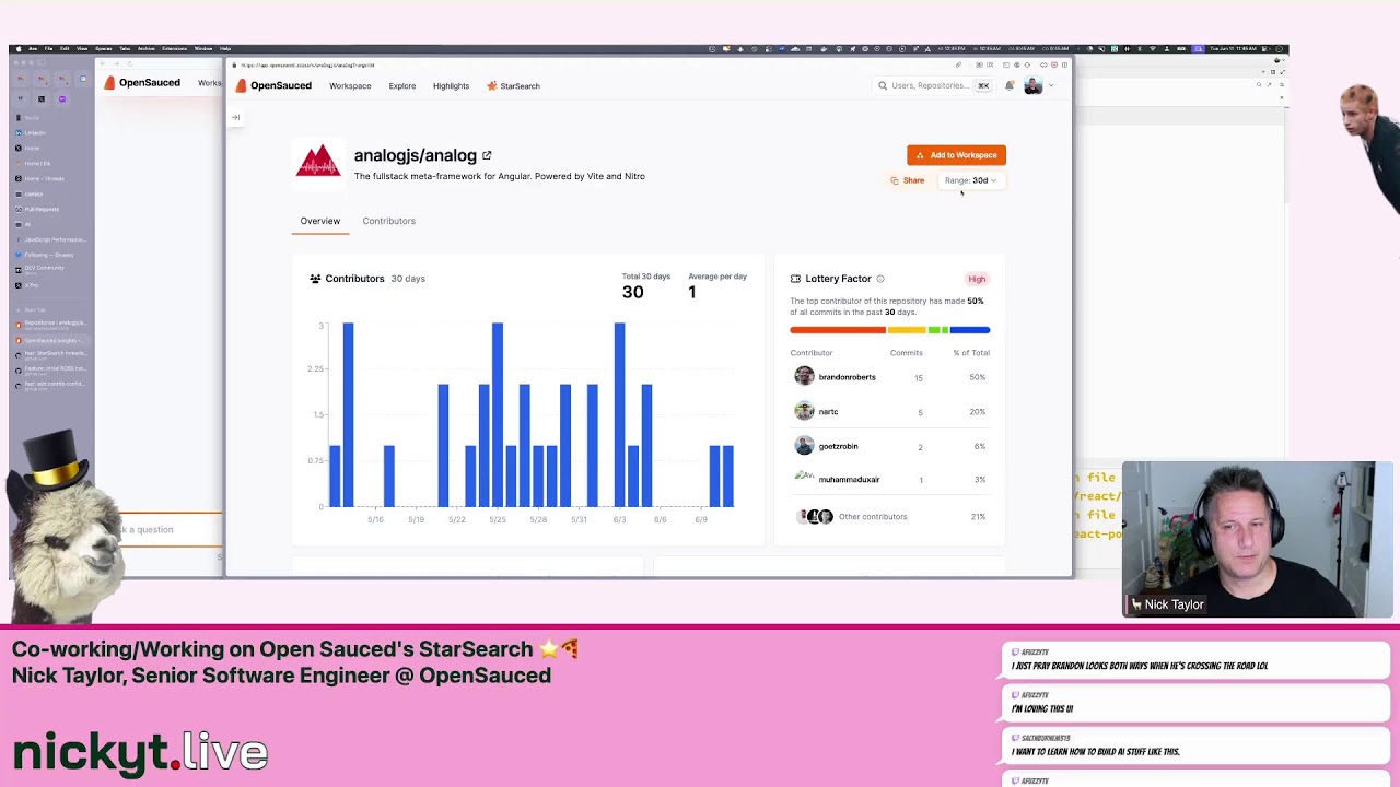 Co-working/Working on Open Sauced's StarSearch ⭐🍕