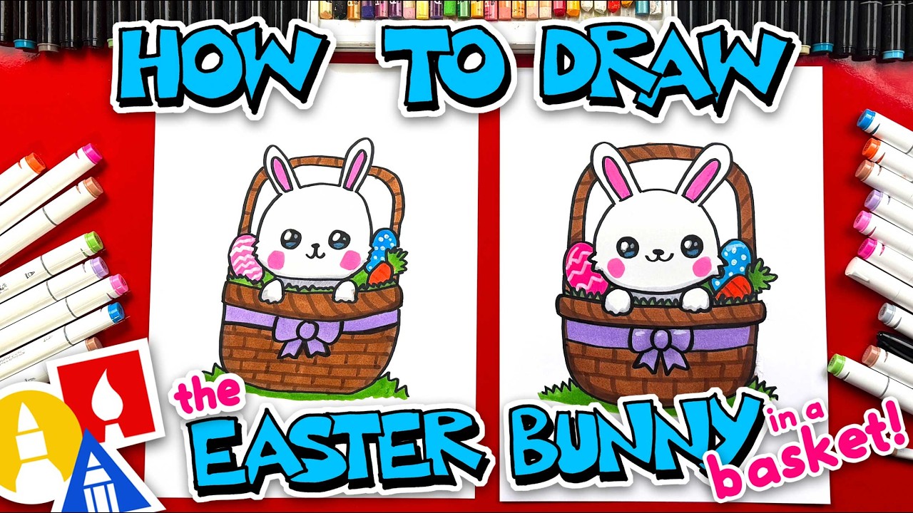 How To Draw The Easter Bunny In A Basket
