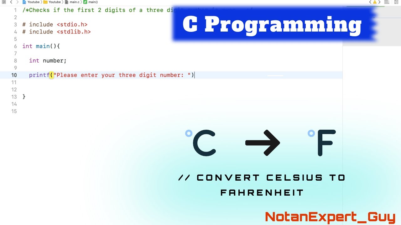 C Program To Convert Temperature of Celsius to Fahrenheit | C Programming | C Coding