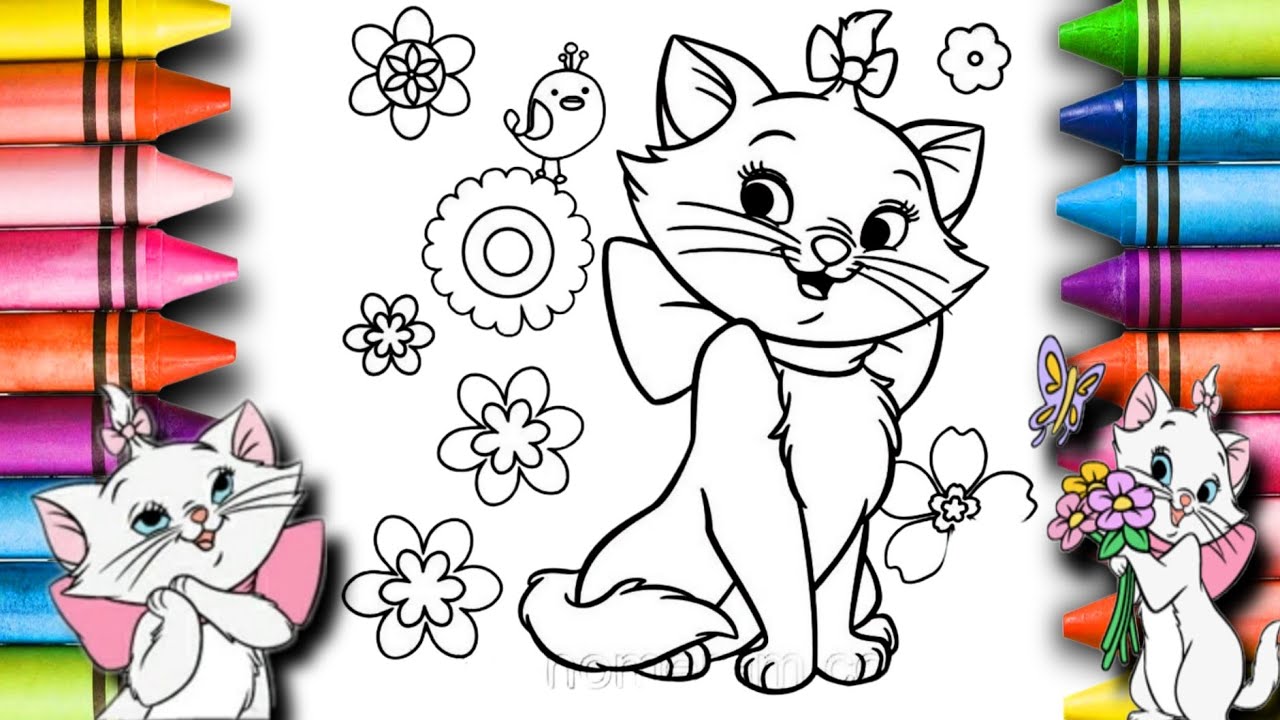 Marie drawing 🖌️🎨| The aristocats full movie | Colouring 🌈✨ craft