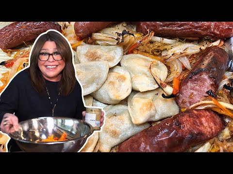 How to Make Kielbasa & Pierogi Tray Bake with Sauerkraut, Sweet Peppers, and Dijon Sour Cream Sauce