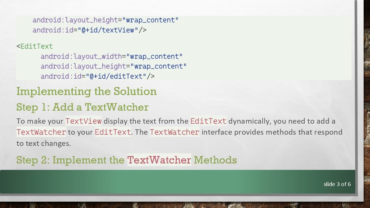 How to Dynamically Update a TextView with EditText Input in Android