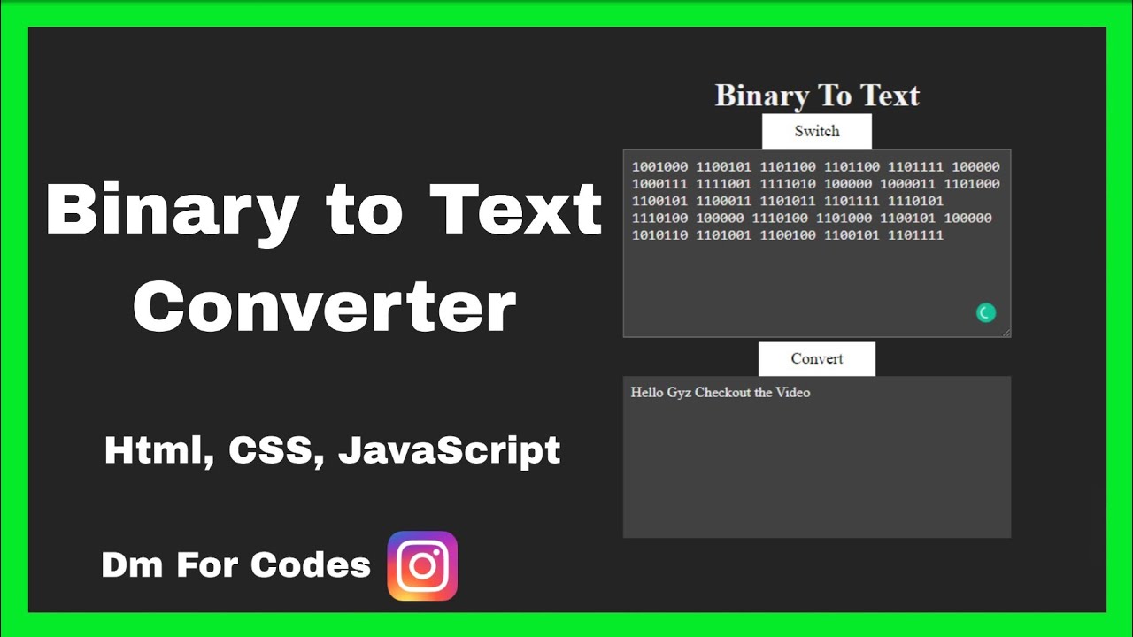 Binary to Text Converter with JavaScript || D. CoDeS || #code #coding #javaScript