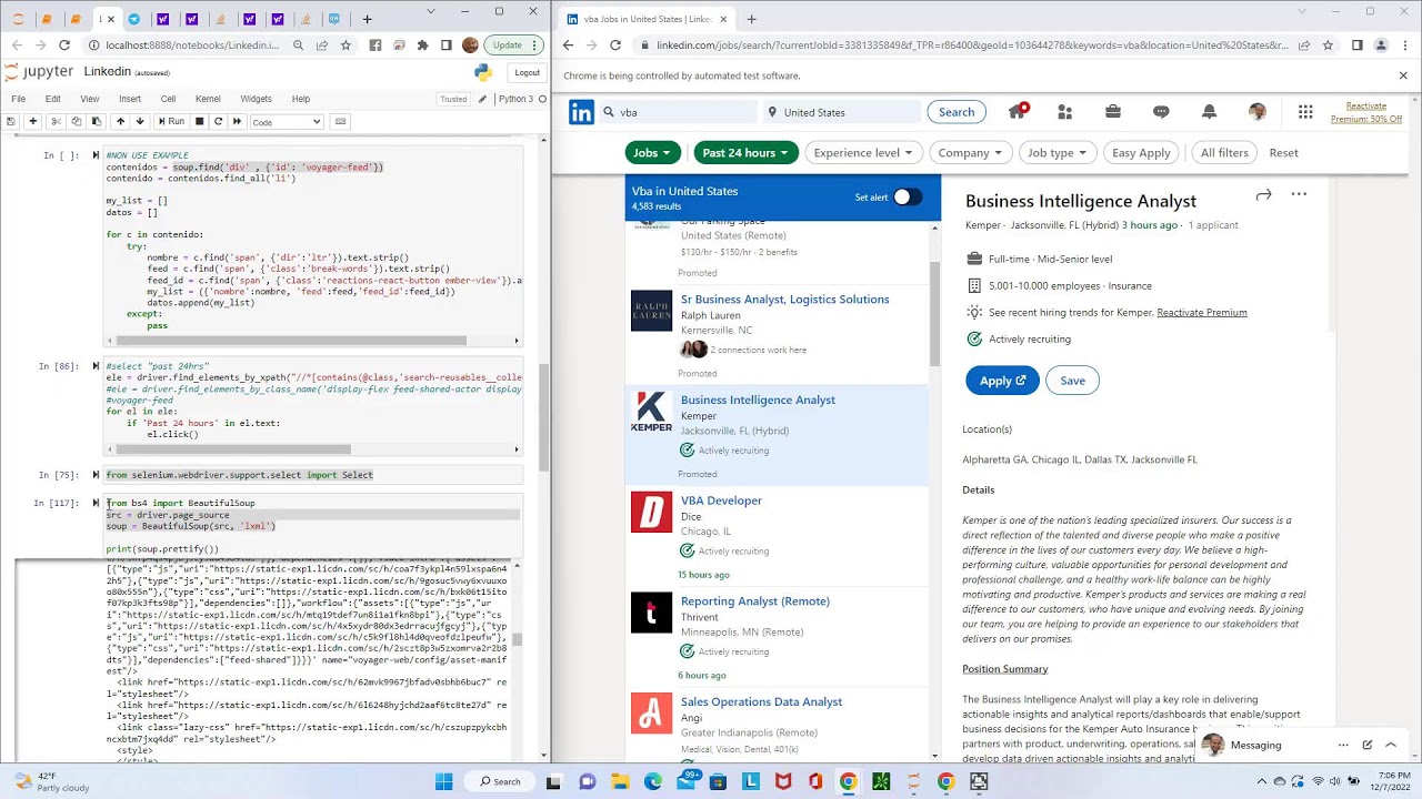 LinkedIn Jobs Webscrape Python