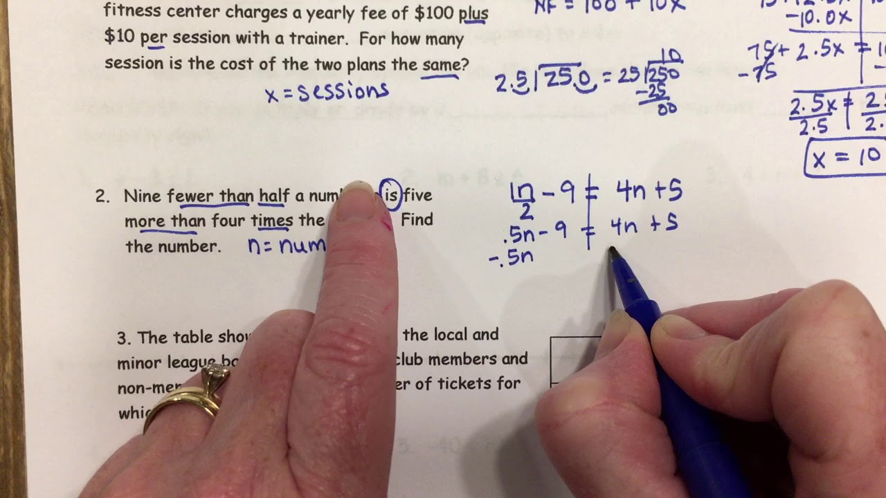 Multi Step Equation Word Problems