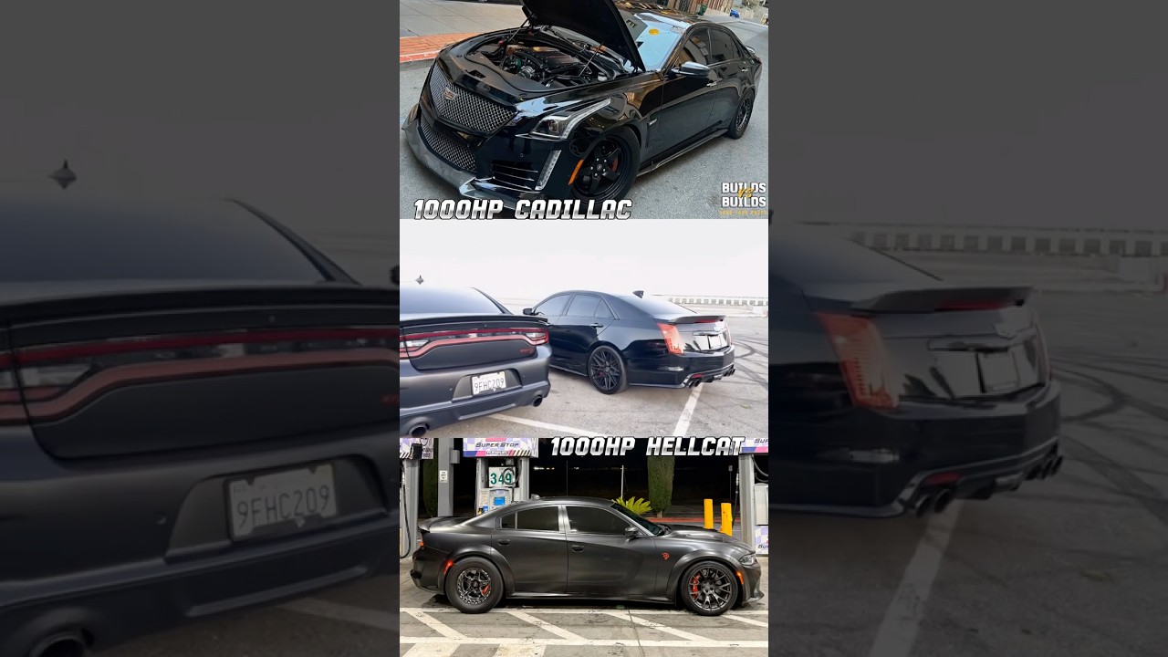 1,000 Hp CTS-V3 vs 1,000 Hp hellcat 🤯🤯 black on black crime😭