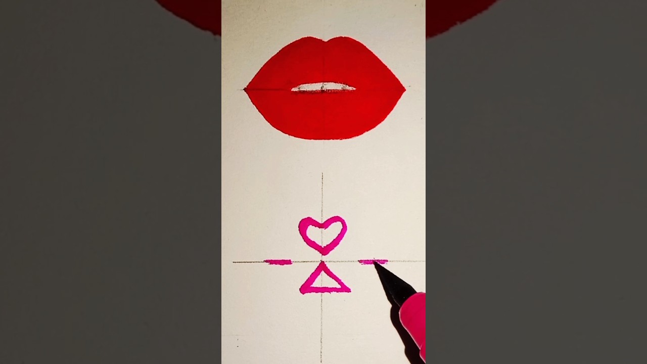 😲Easiest🤯 way to draw Lip👄 Art #creative #viral #lipstick #satisfying #easy #ideas #shorts