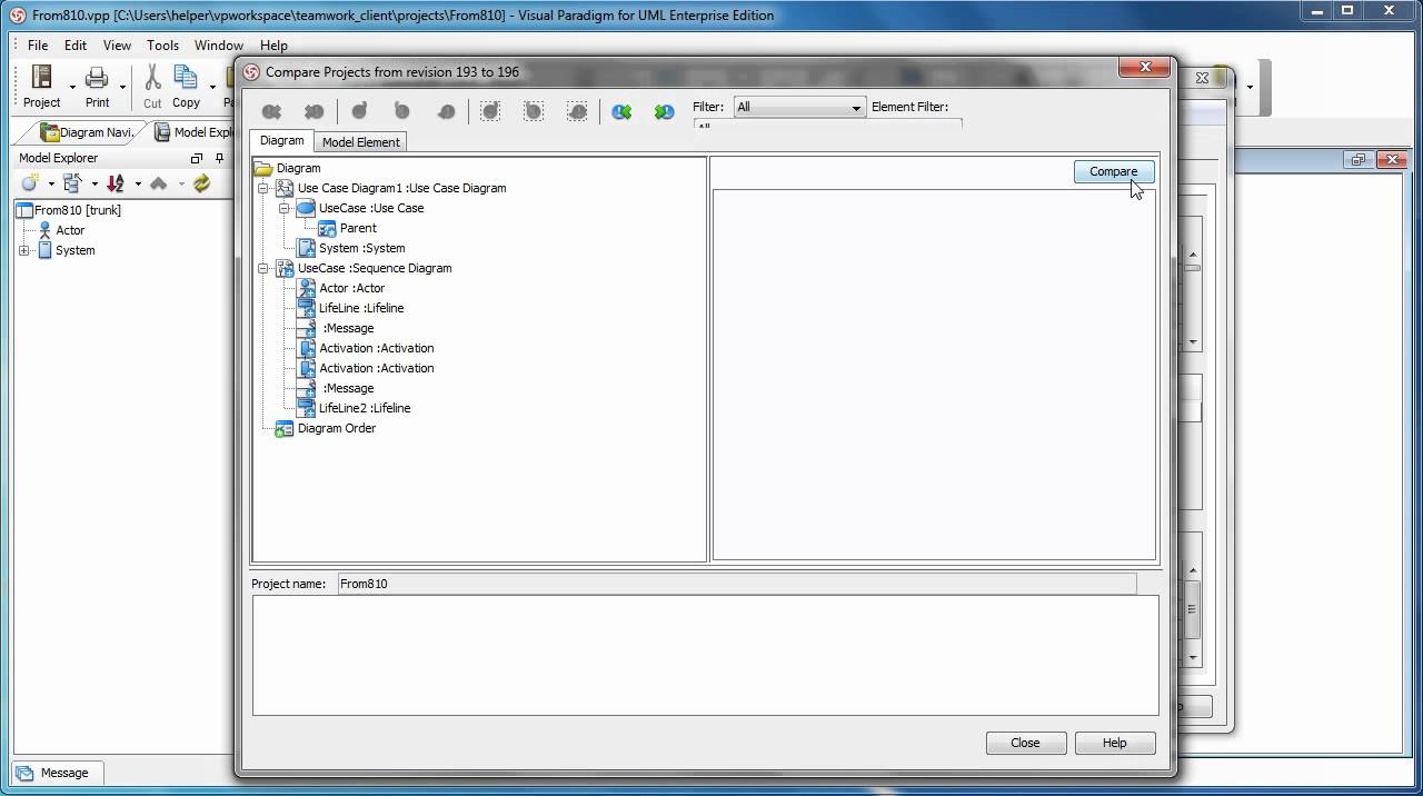 Visually Comparing Different Revisions with Visual Diff