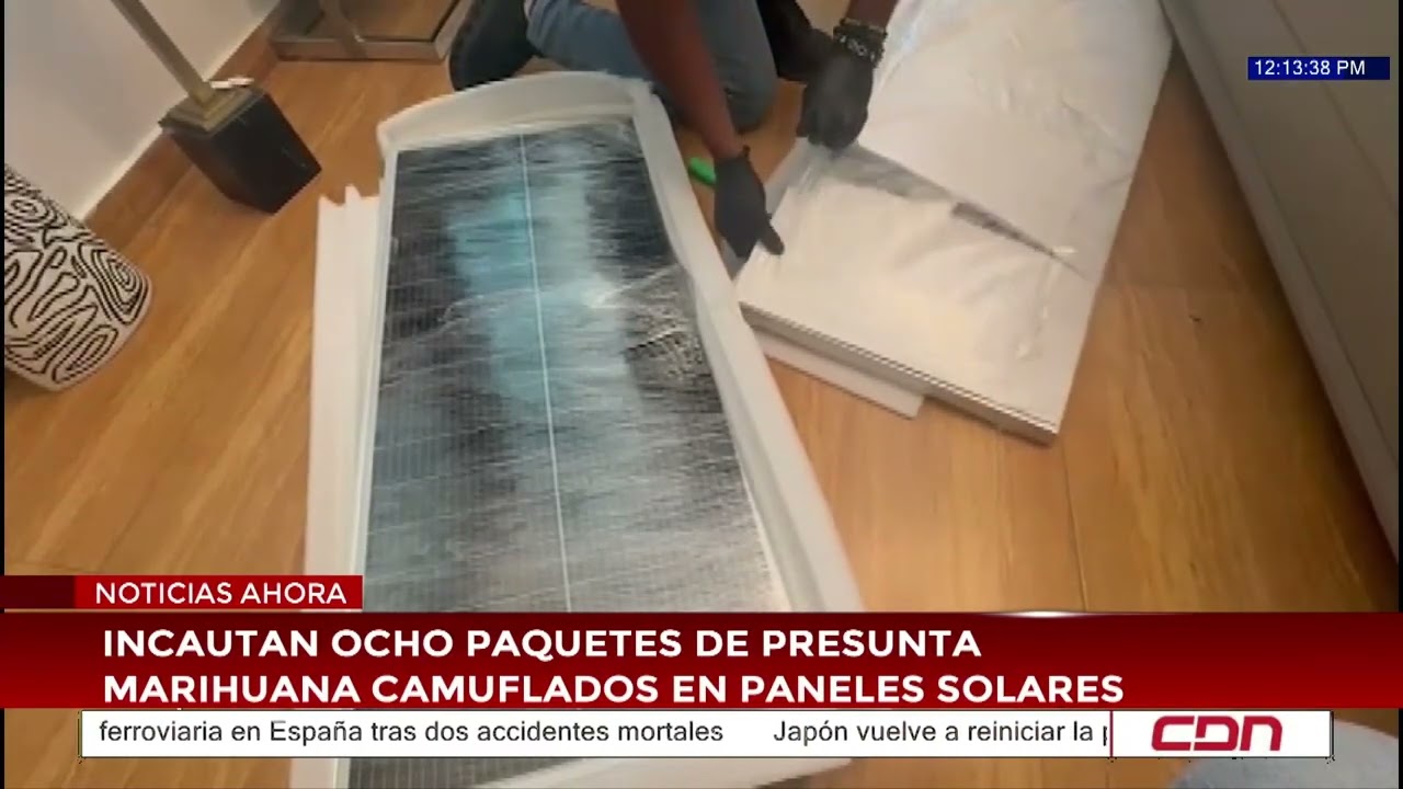 Eight packages of suspected marijuana, camouflaged in solar panels, seized