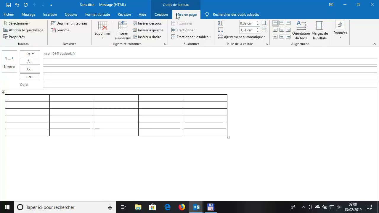 2 16 Inserer un tableau dans un e mail