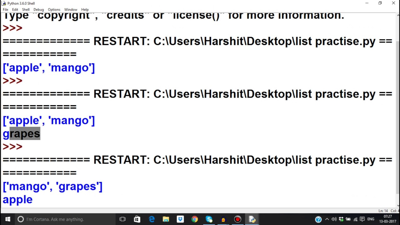 Python tutorial in Hindi 27 : List part 3 ( pop method , remove method )