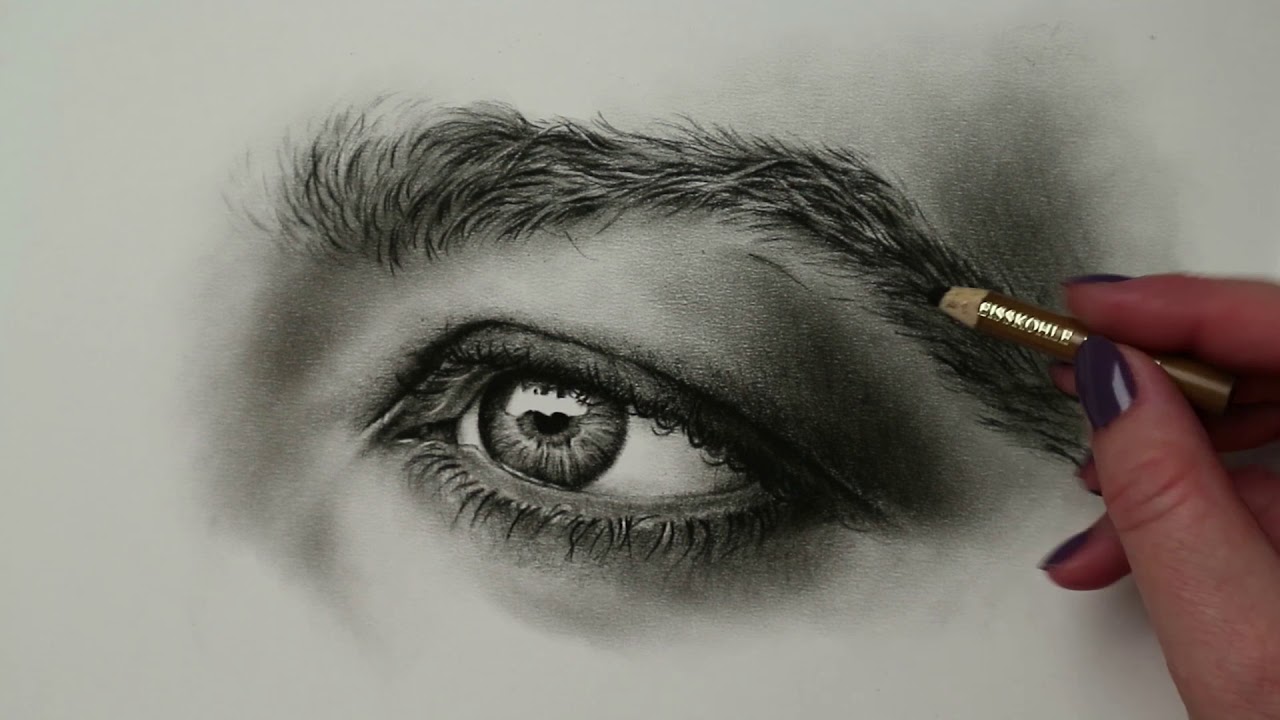 Timelapse Charcoal Eye Tutorial Drawing by ZindyZone