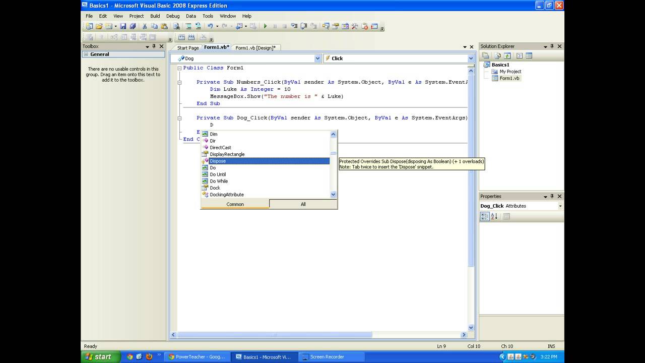 Visual Basic 2008/2010 Introduction Tutorial