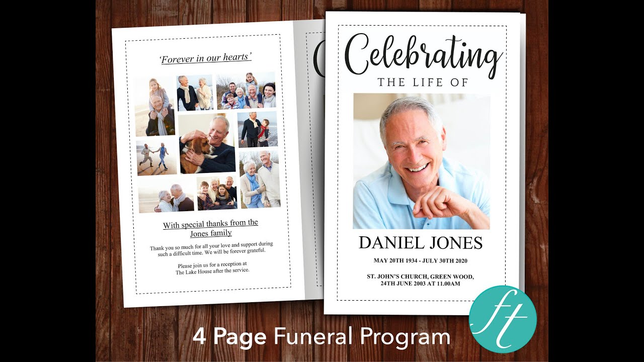 Classic 4 Page Funeral Program Template