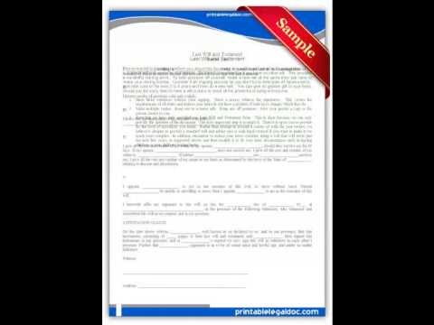 Free Printable Last Will and Testament Forms