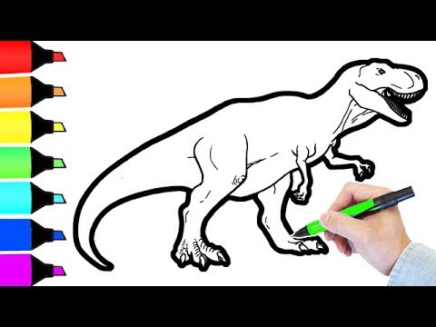 T-Rex dinosaur coloring book pages I Fun Colouring for children
