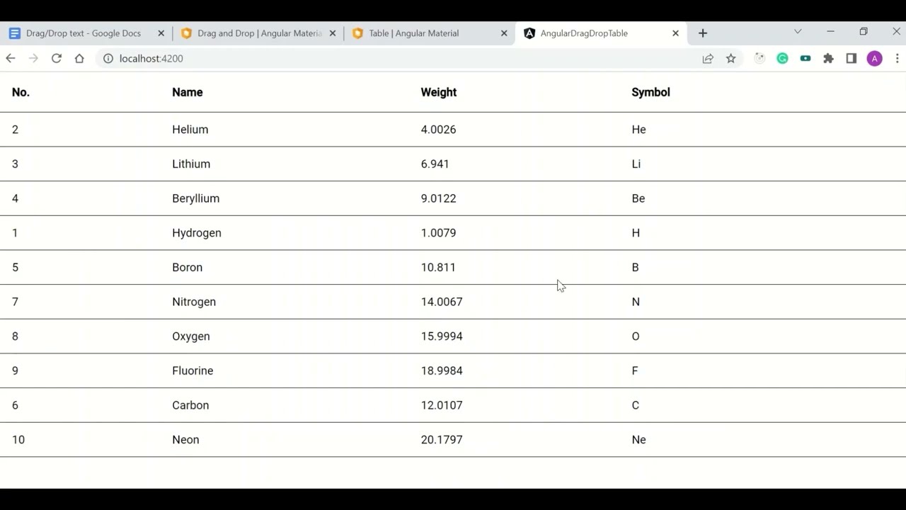 Drag-Drop Angular Material Table