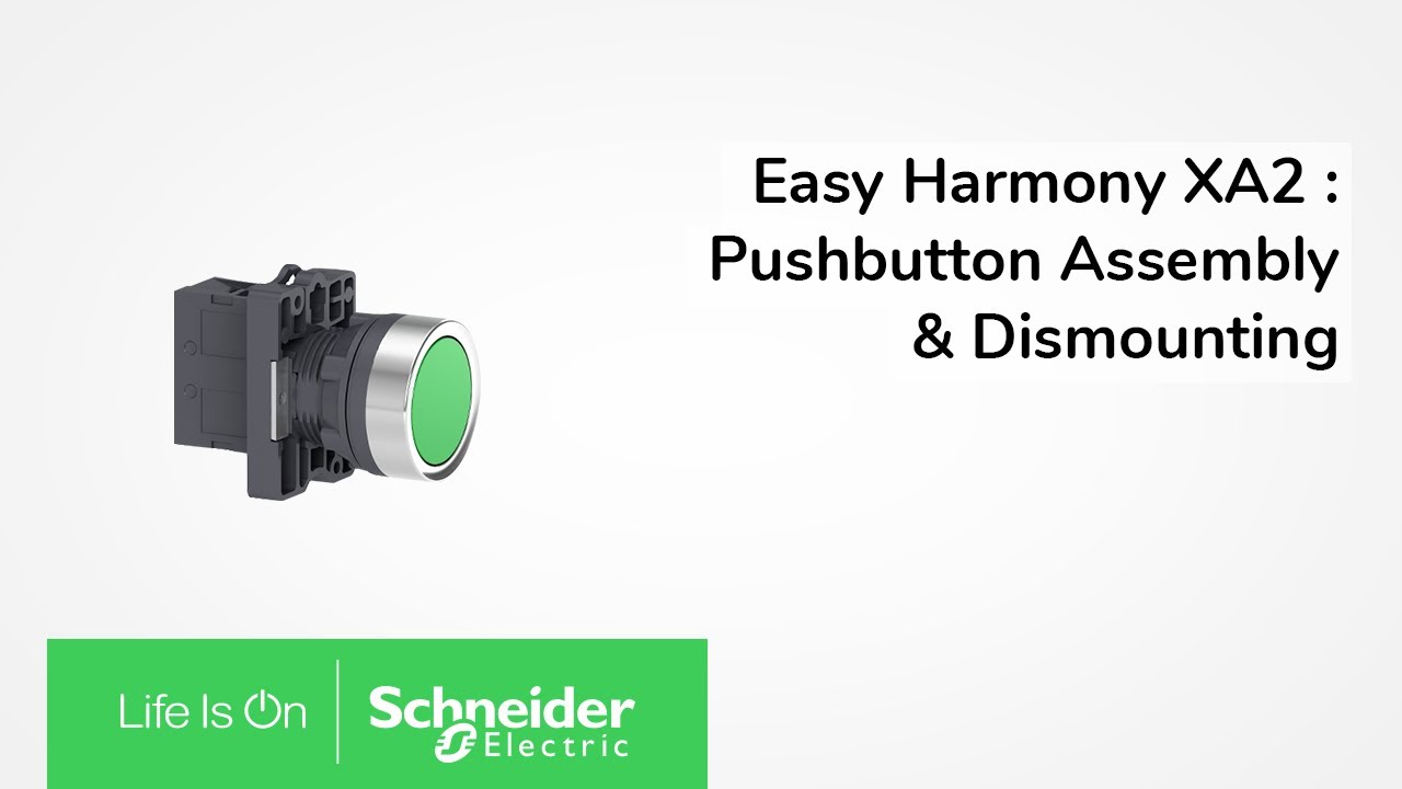 XA2EC21 - Complete push button, Easy Harmony XA2, plastic, black mushroom head 40mm, 22mm, 1NO ...