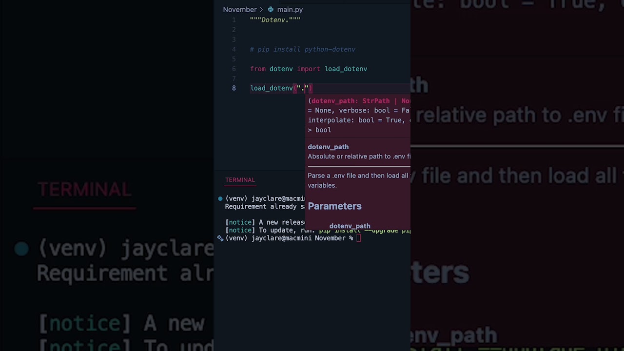 Python 3 | Load env variables with ease with DotEnv #coding #programming #python