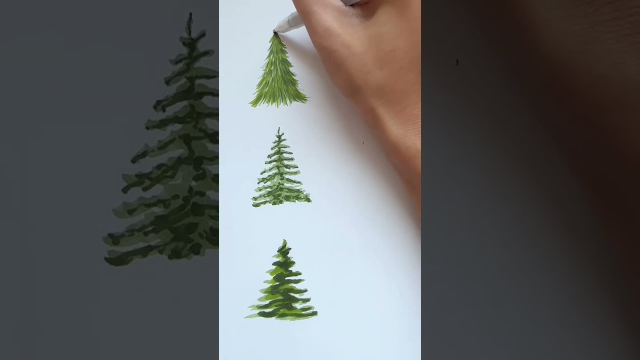 how to draw easy christmas trees with alcohol markers 🎄