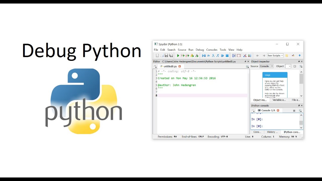 Debugging Python with ipdb and Sypder