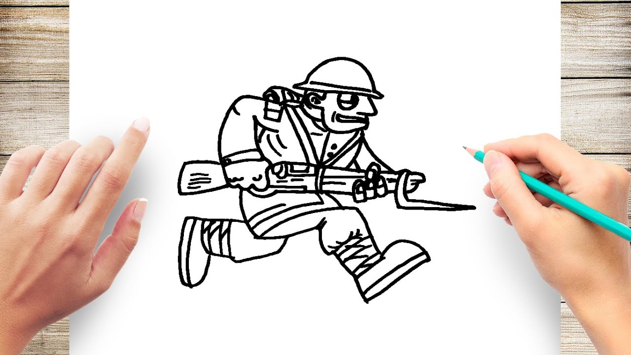 How to Draw A Soldier With Gun