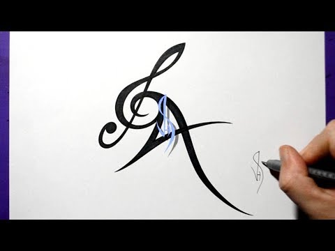 How to Draw a Treble Clef with Letter A - Music Tattoo Ideas