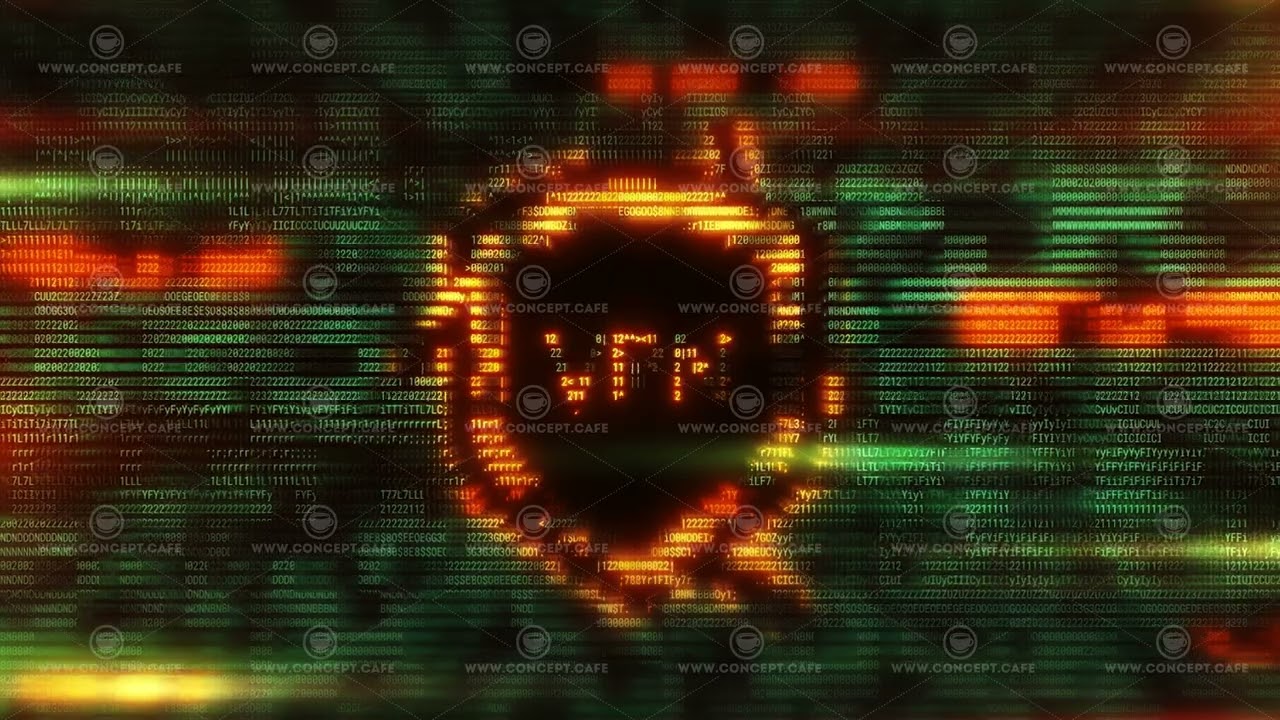VPN shield protecting data stream on digital display with green binary code