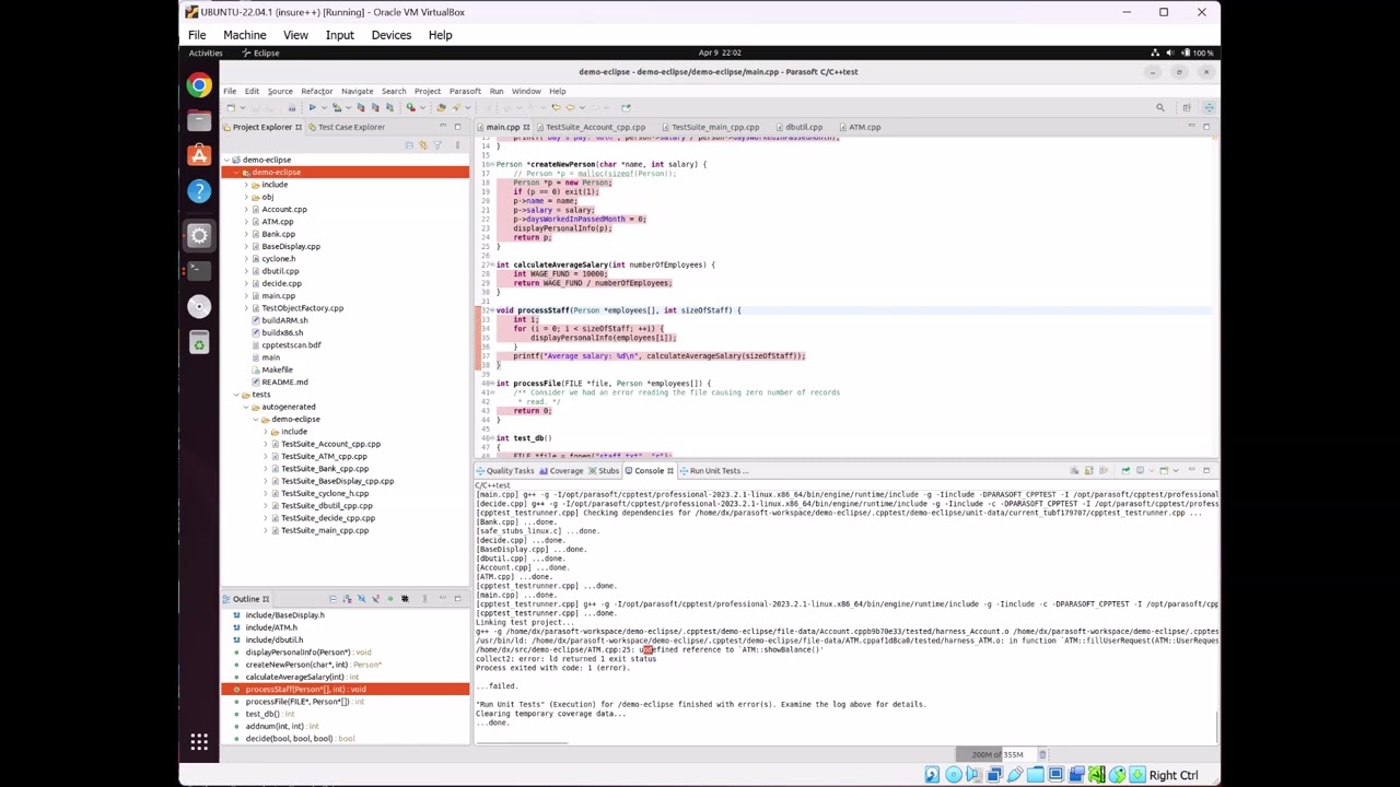 Parasoft C/C++test Stubbing Missing Definitions