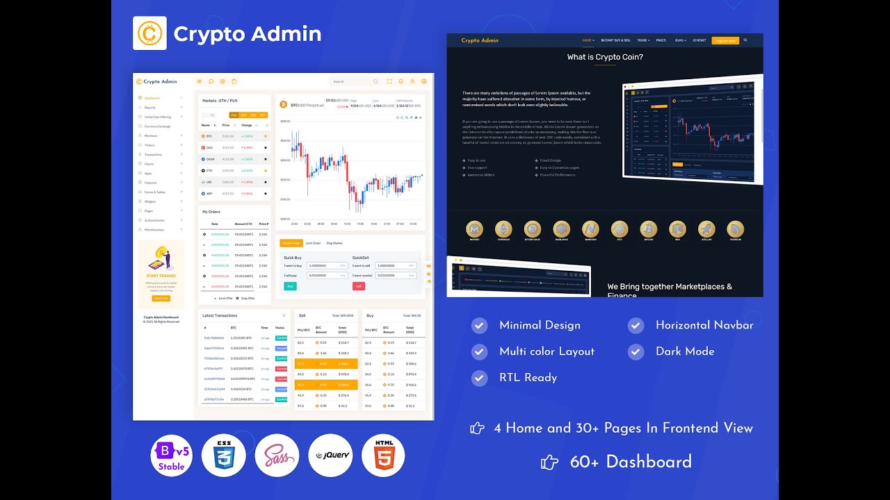 Crypto Tokenize Admin Template Bootstrap 5  with Semi Light Theme