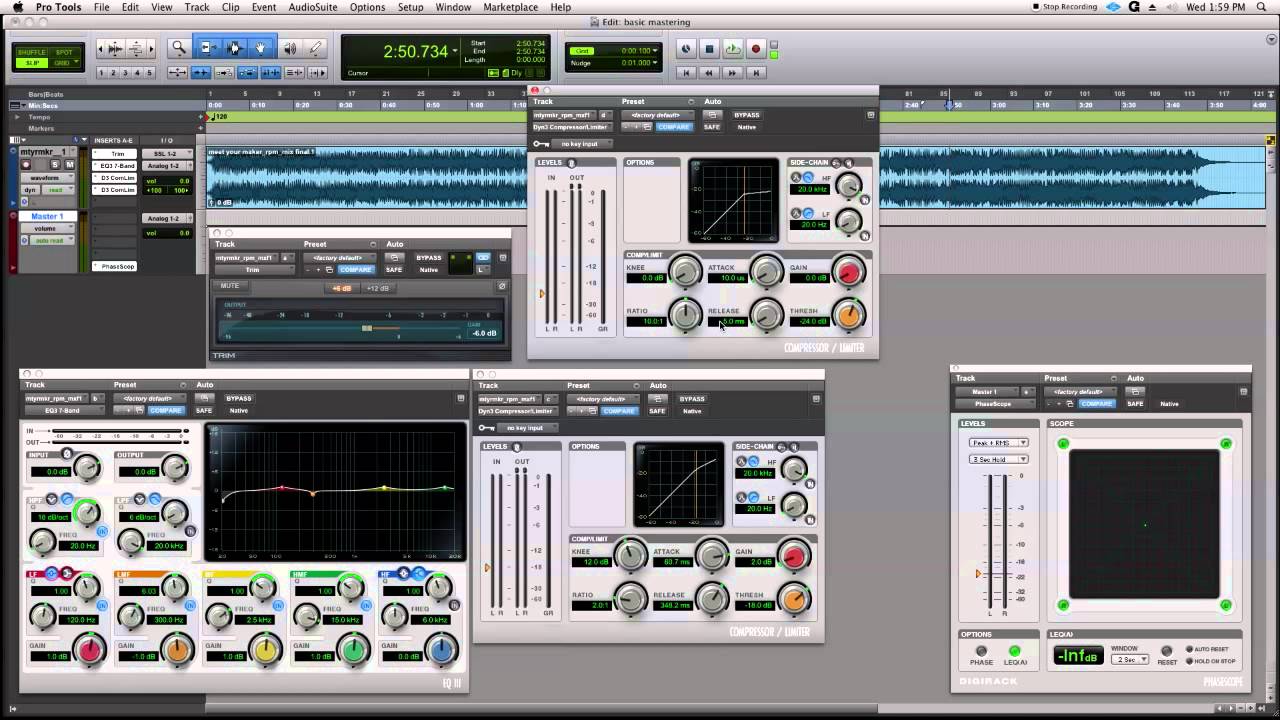 Pro Tools Tutorial | Basic Mastering | Part 3 | Compressor Limiter Settings
