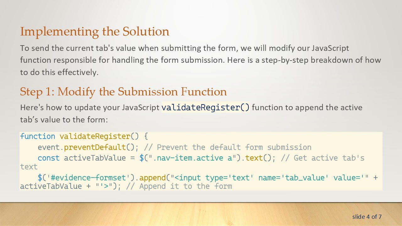 How to Send the Current Form Tab in a Request.POST via JavaScript