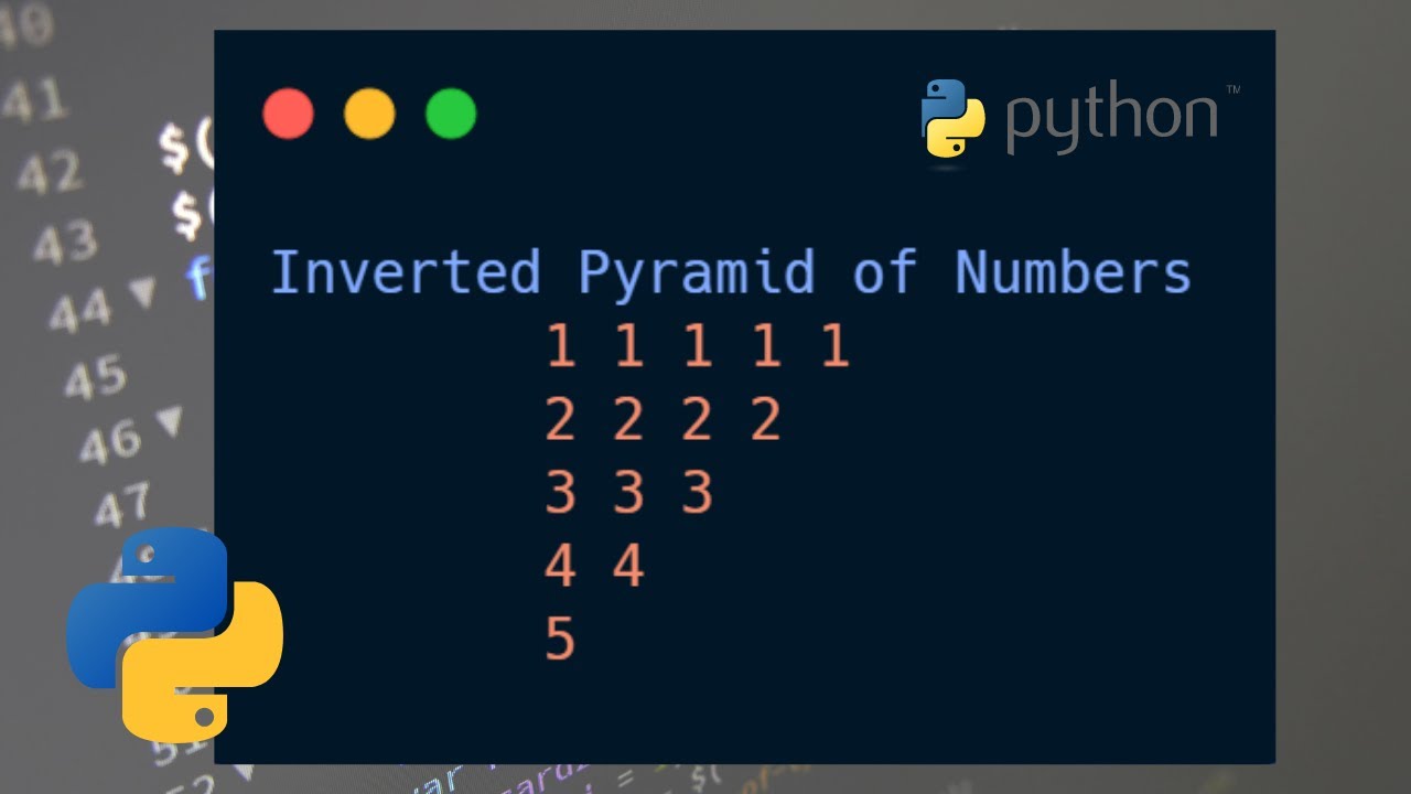 Inverted pyramid number pattern || Python tutorial