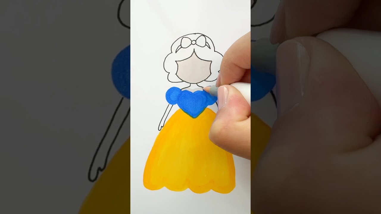 How to Draw a cute Snow White | Step by Step drawing for kids