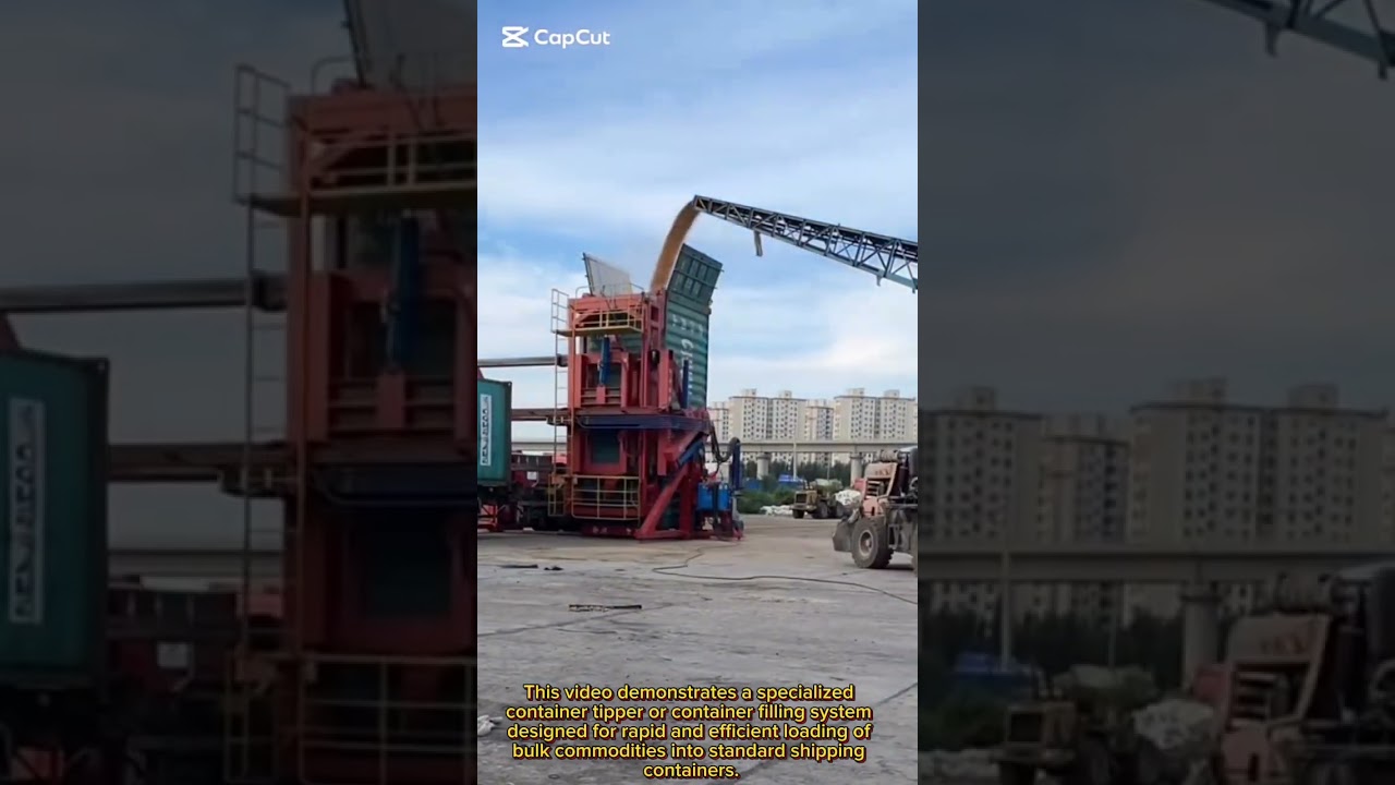 Fast Container Loading System | Bulk Grain Loading into Shipping Containers with Tipper Machine