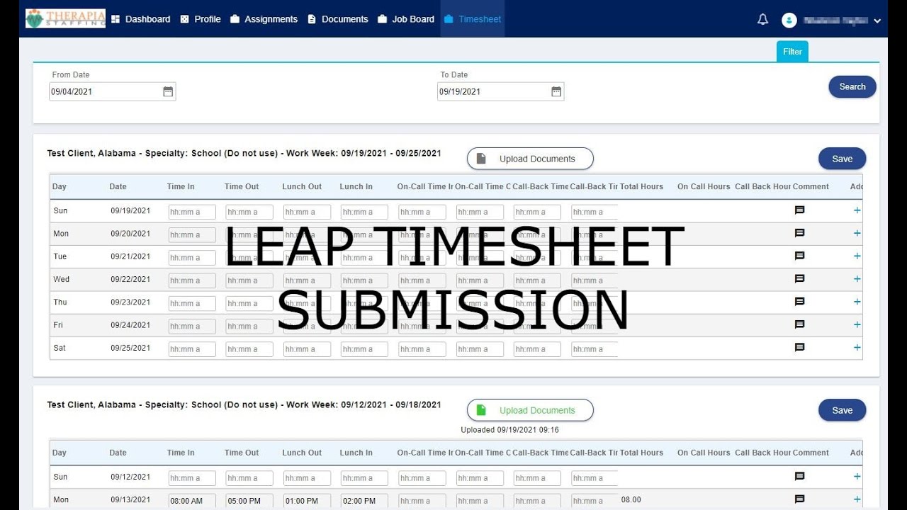 LEAP Timesheet Submission