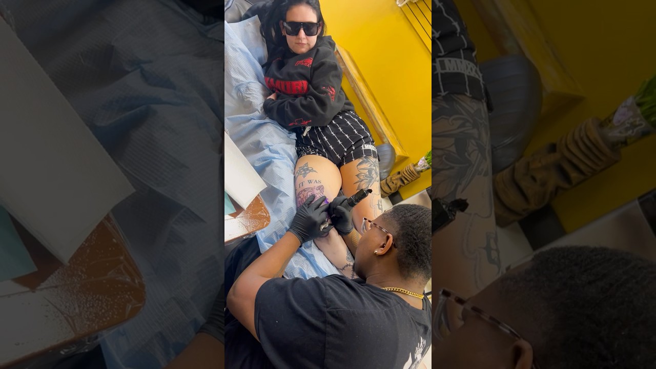 She hated every second of this 😊 (knee tattoo)