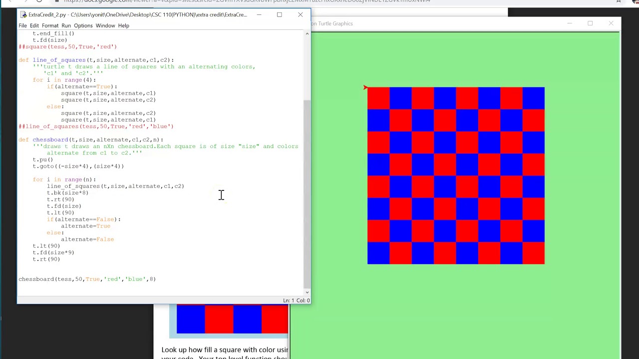 How to draw chessboard using python turtle module
