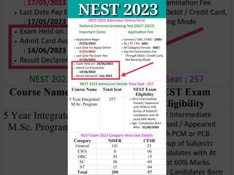 NEST 2023 Admit Card //National Entrance Screening Test (NEST 2023) #shorts #viral #latest 👍👍