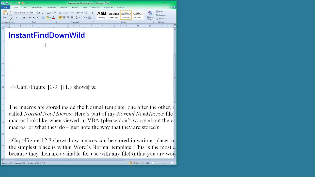 Developing wildcard searches