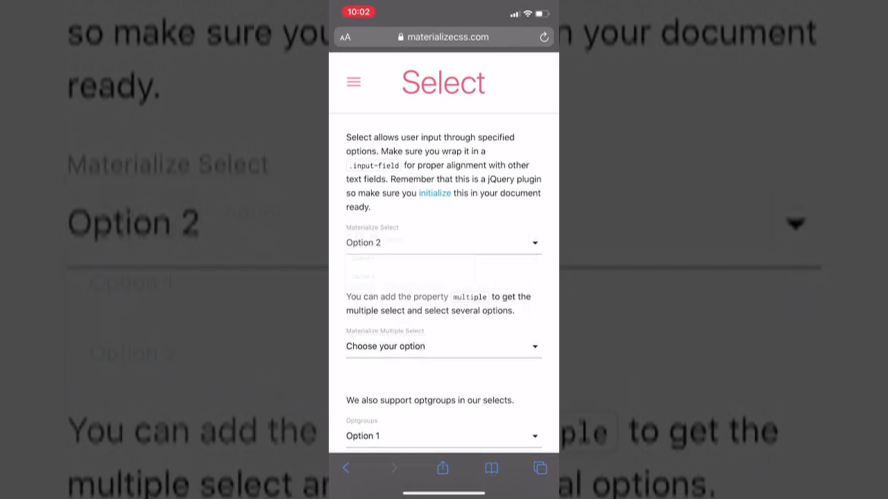 materialize select bug