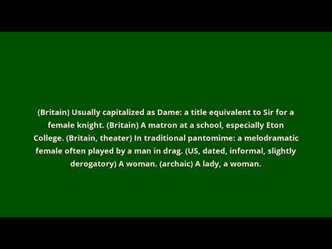 what is the meaning of dame
