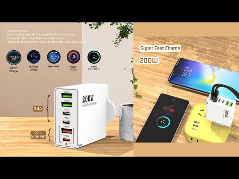 200W 6-Port USB-C Charger Review | Super Fast Charging for iPhone 16, SE4, Samsung, Xiaomi, iPad