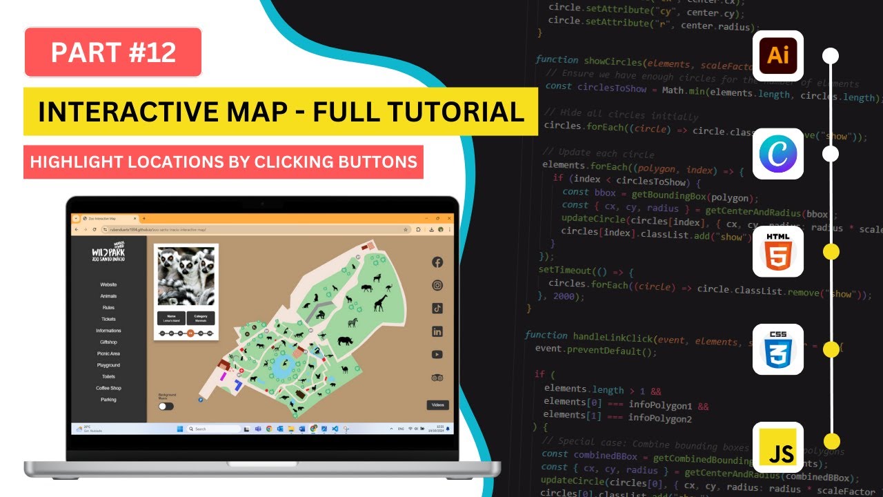 PART 12 - INTERACTIVE MAP TUTORIAL 🔴 HIGHLIGHT ELEMENTS WITH JAVASCRIPT GETBOUNDINGBOX