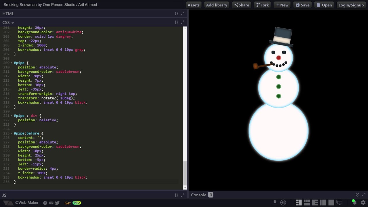 ASMR Programming - Smoking SNOWMAN in HTML & CSS - No Talking