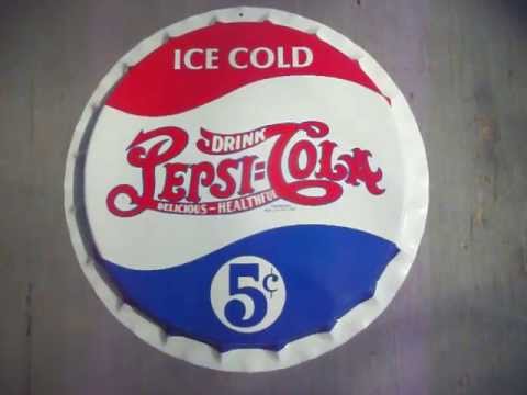 Vintage Pepsi Bottle Cap Sign for SALE