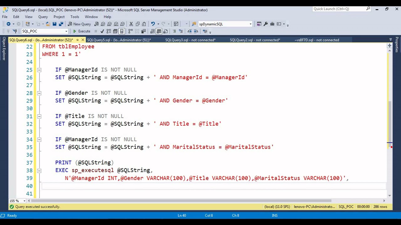 Microsoft SQL Server Development Part 13 : Dynamic SQL 8 in SQL Server